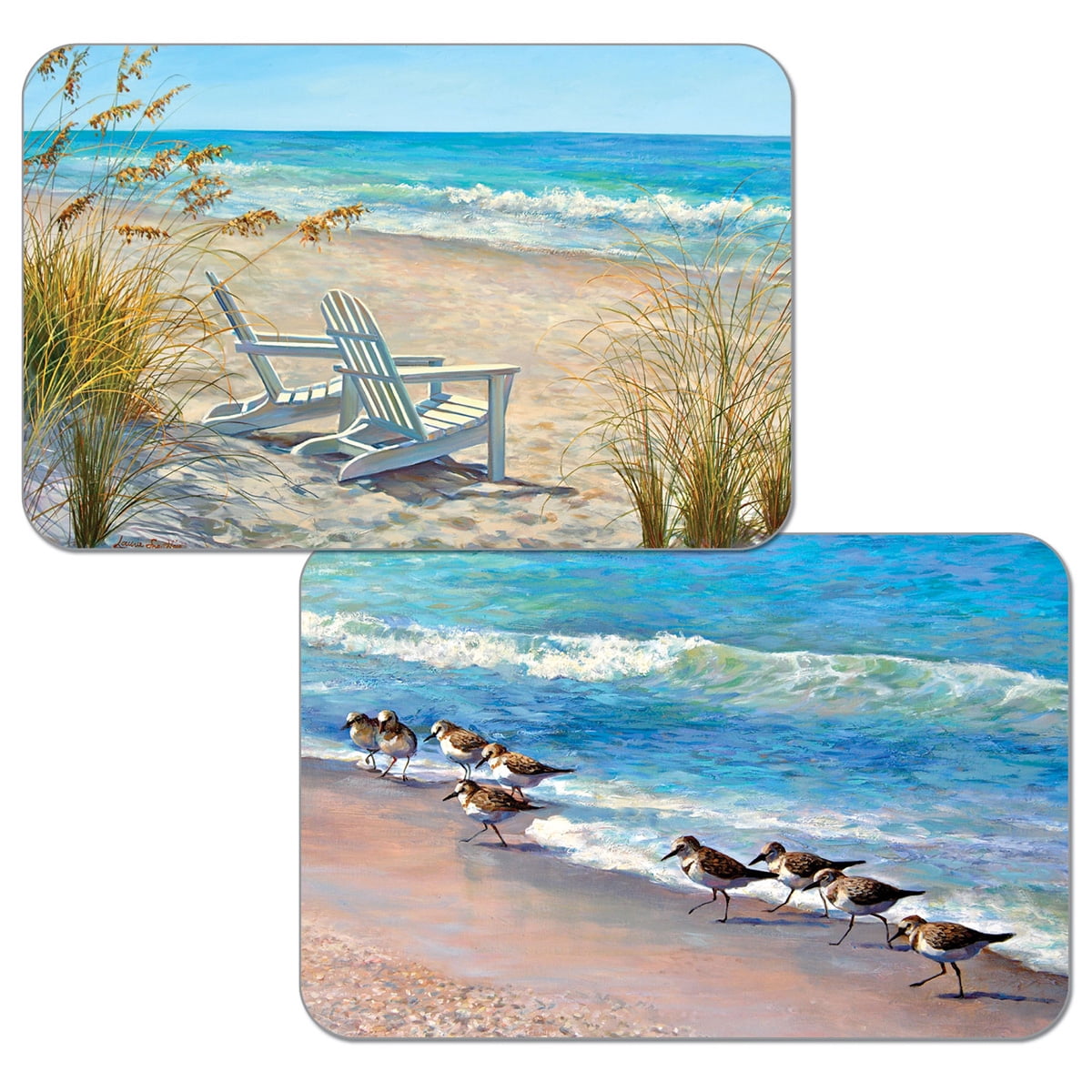 Wipe-Clean Reversible Decofoam Place mats, Ocean View, Set of 2, Made ...
