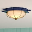Orleans 15-in W Navy Blue and Matte Gold Coastal Ship Wheel Flush Mount ...