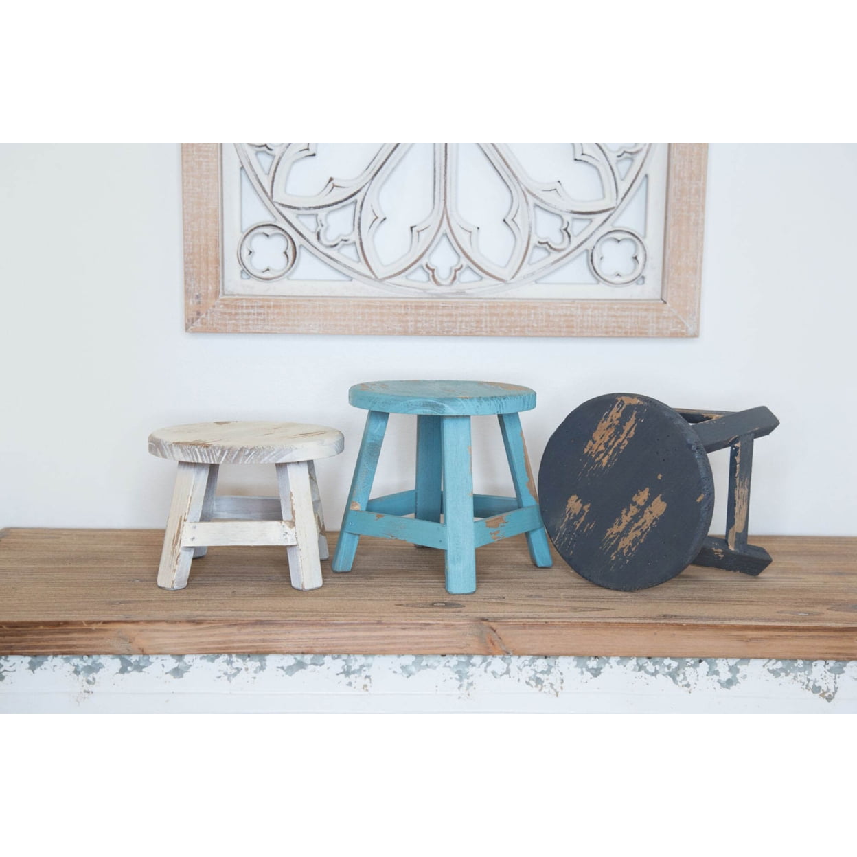 Mini Wooden Stool - Set of 3 - Walmart.com