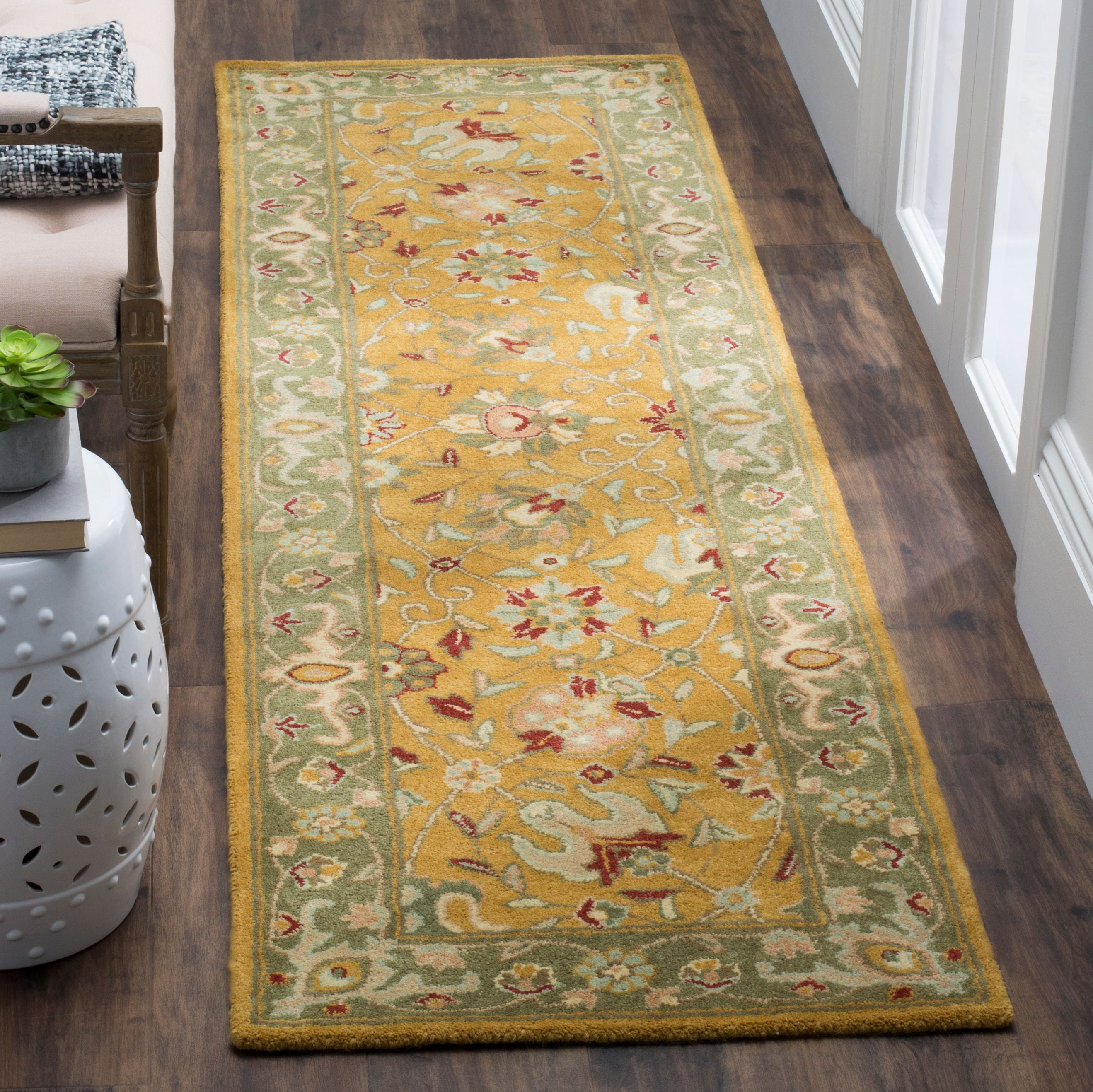 SAFAVIEH Antiquity Lilibeth Traditional Floral Wool Runner Rug, Gold, 2 ...