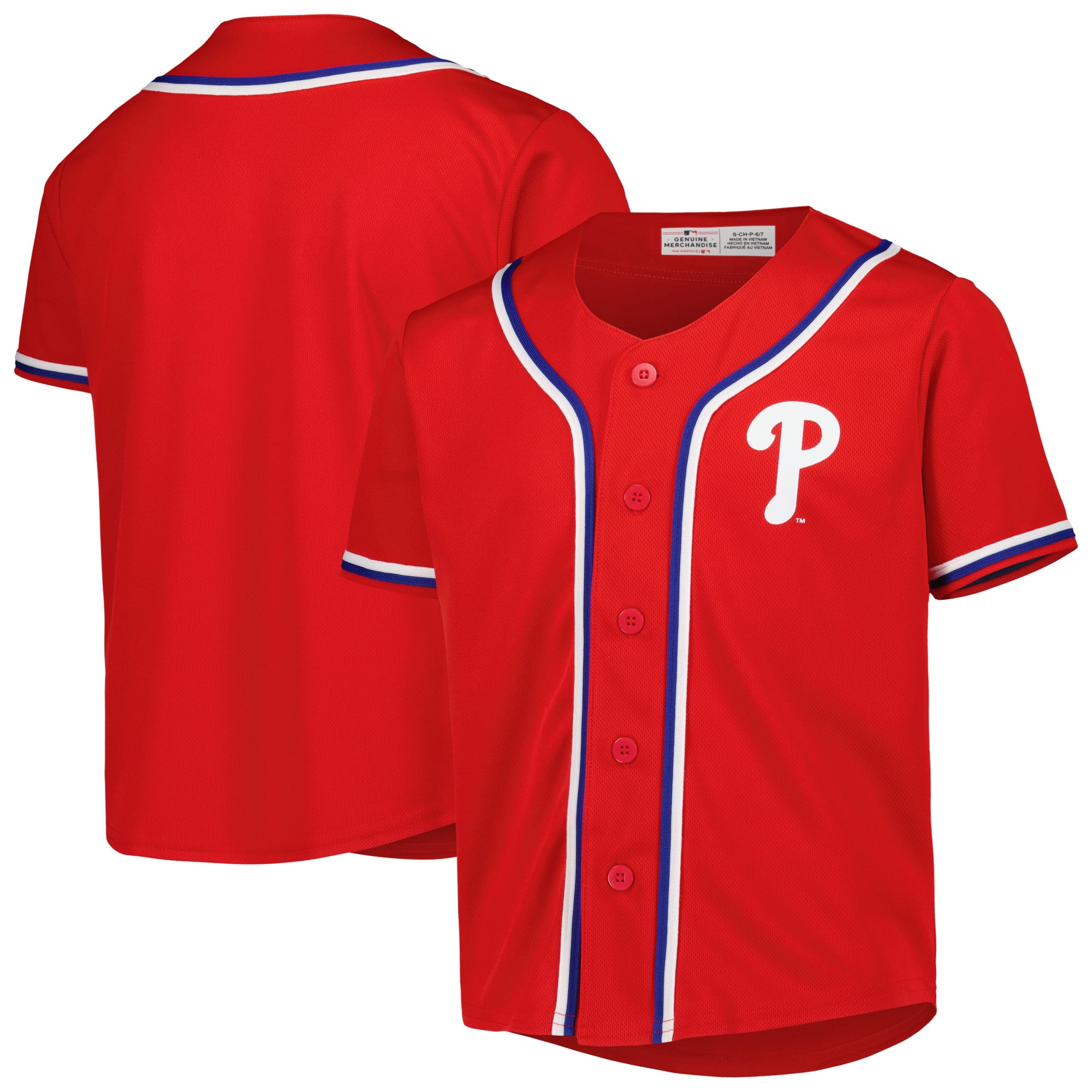 Youth Red Philadelphia Phillies Full-Button Replica Jersey - Walmart.com