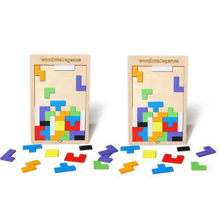 ShenMo Set of 2 Wooden Logic Games Tangram Puzzle, Tangram Jigsaw Toy ...