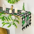 Lucky Shamrock St. Patrick's Day Linen Table Runner Spring Black and ...