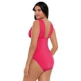 Time And Tru Womens And Womens Plus Size Solid Plunge V Neck One Piece Swimsuit