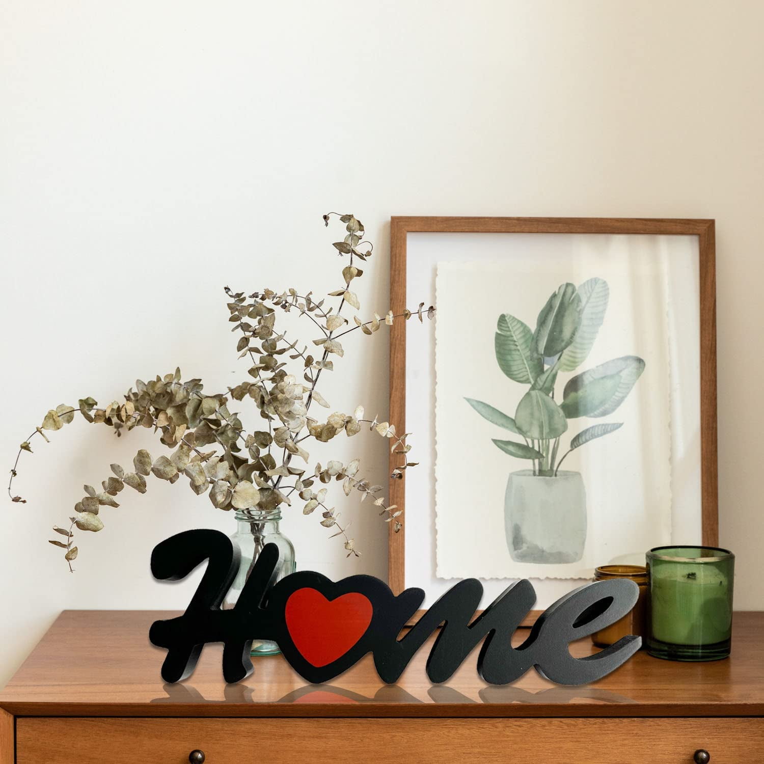 Hanging Wooden Cutout Word Home Sign with Heart Wall Decor Free ...