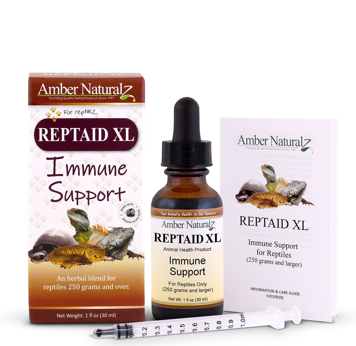 Amber Naturalz Reptaid XL - Immune Support for Reptiles 250g & Larger ...