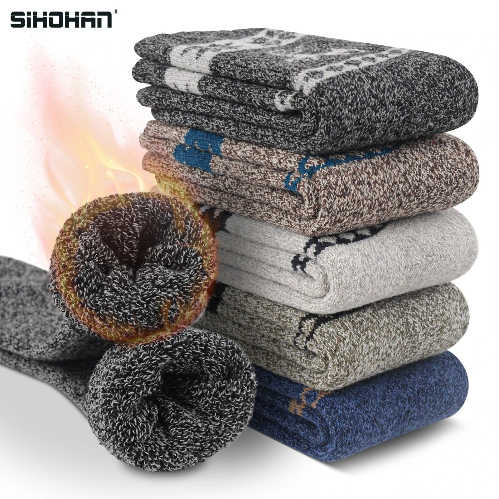Click here for Senbaidali 5 Pairs Mens Merino Wool Socks Thick Wi... prices