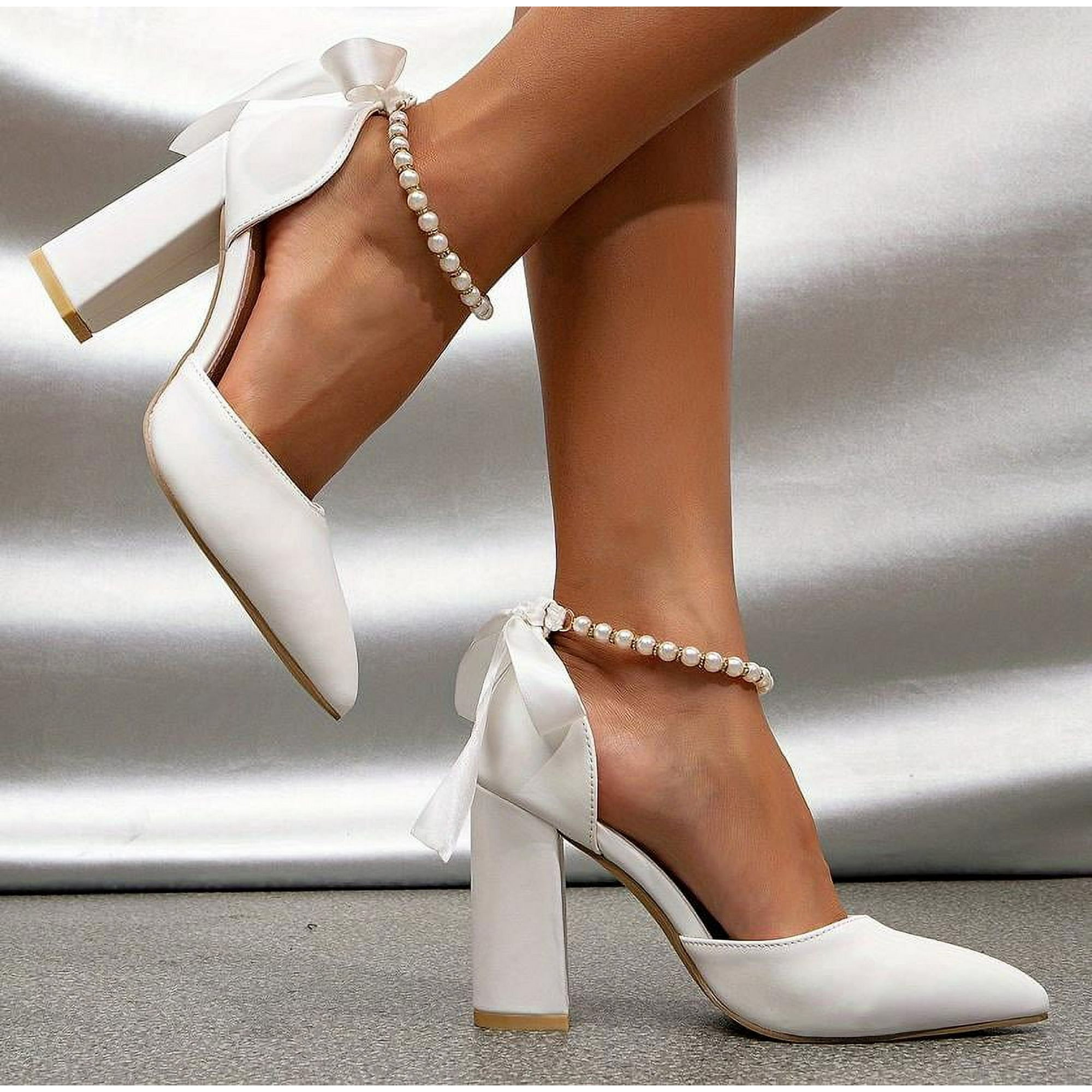 Click here for Shooshoe Time Pearl Wedding Shoes For Bride Chunky... prices