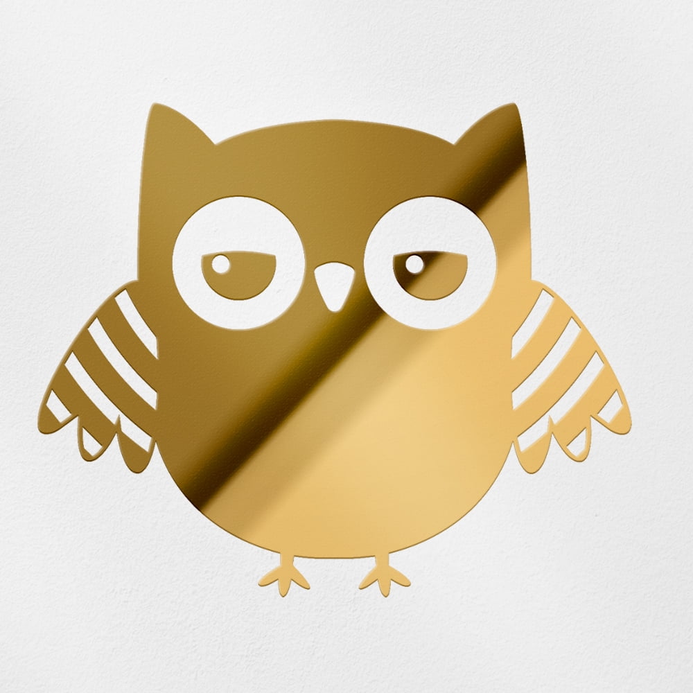Transparent Decal Stickers Of Sad Owl (Metallic Gold) Premium ...
