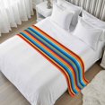Abstract Colorful Stripes Bed Runner Cal King Size Yellow Red Blue ...