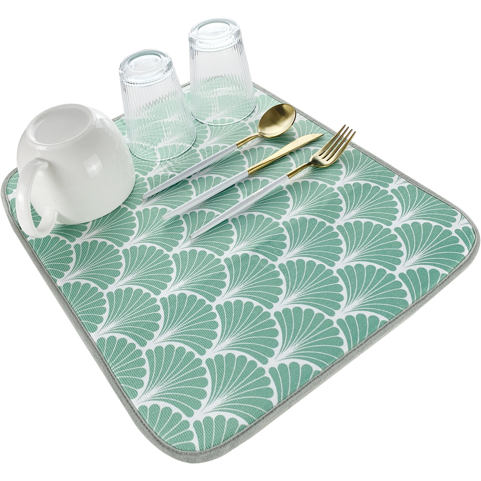 SHIYUE Dish Drying Mat for Kitchen Absorbent Microfiber 16"x18" Green ...