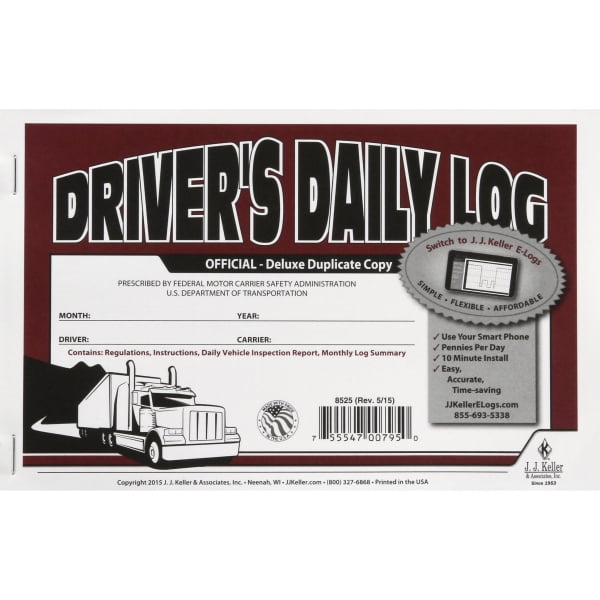 J.J. Keller 601LD Deluxe Drivers Daily Log Book with Detailed DVIR ...