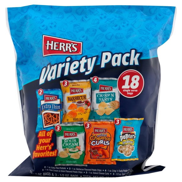 Herr's Snacks Variety Pack, 1-Pack 18 Count Individual Bags - Walmart.com