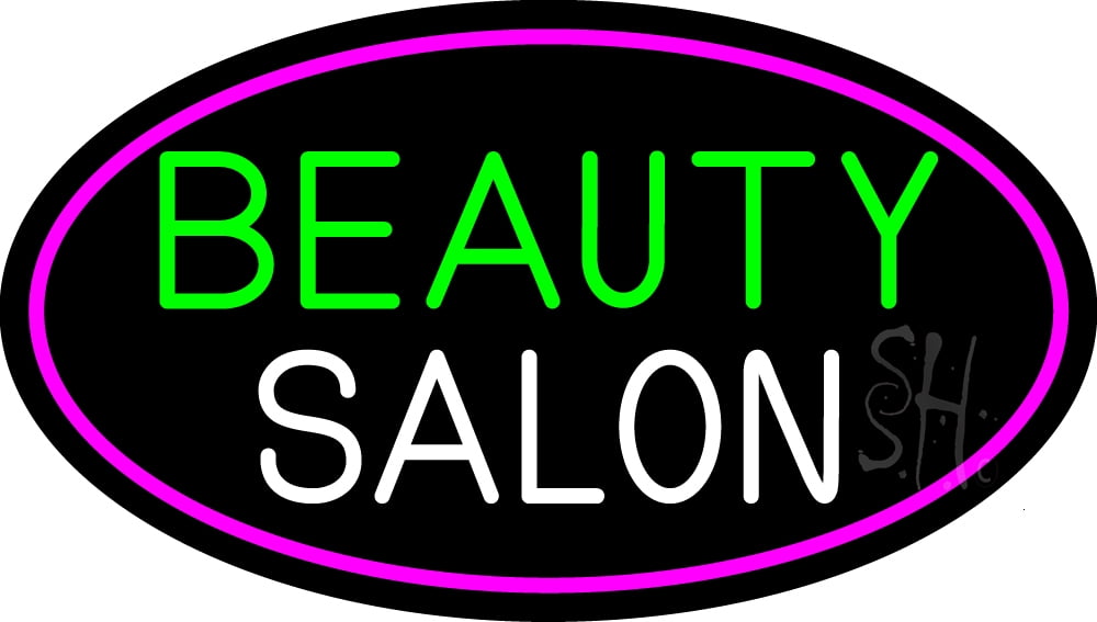 Green Cursive Beauty Block Salon LED Neon Sign 20 x 37 - inches, Black ...