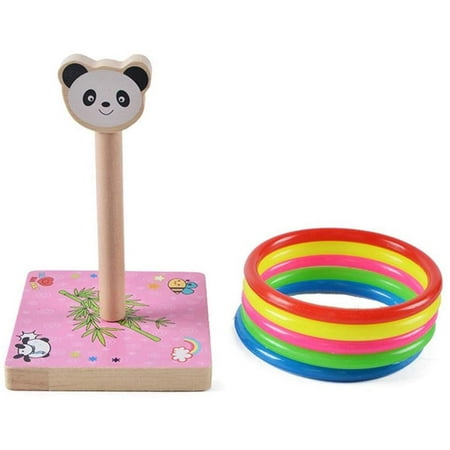 mmirethe Wooden Animal Ring Toss Game Ring Toss Stand With 5 Throwing ...
