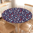 4th of July Round Fitted Tablecloth with Elastic Patriotic Independence ...