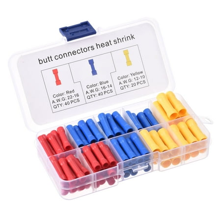 Uxcell Butt Crimp PVC Terminals Red 22-14AWG 12-10AWG Insulated Red ...