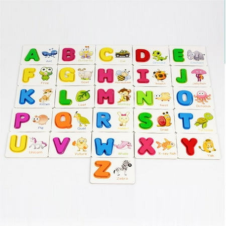Alphabet Flash Cards Learning Game Wooden 26 Letter Alphabet Writing ...
