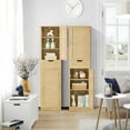 FANGSUM Tall Rattan Bathroom Cabinet, Freestanding, Adjustable Shelves ...