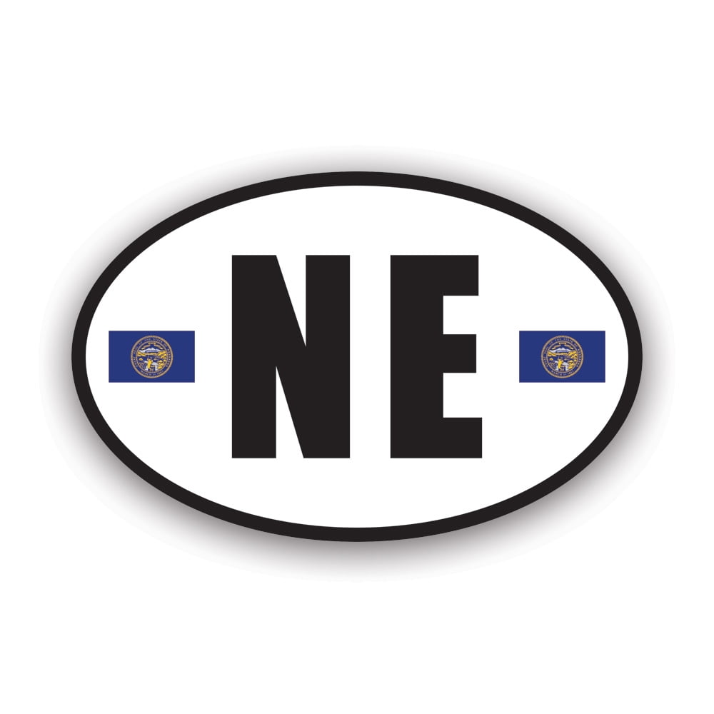 Nebraska Flag Oval Sticker Decal - Self Adhesive Vinyl - Weatherproof ...
