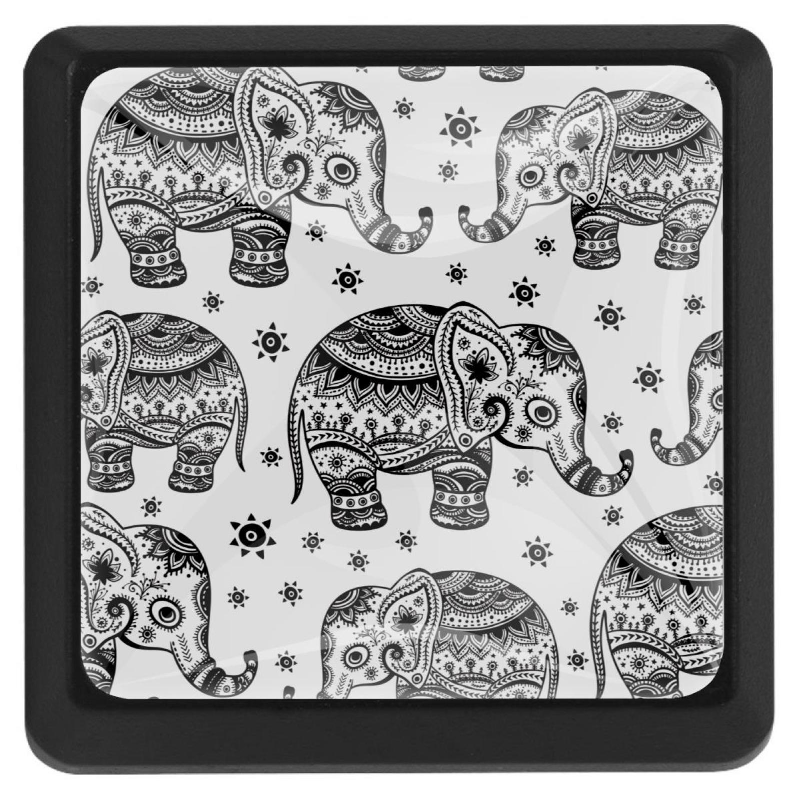 3 Pack Elephant Square Cabinet Door Knobs Decor for Cupboard Dressing ...
