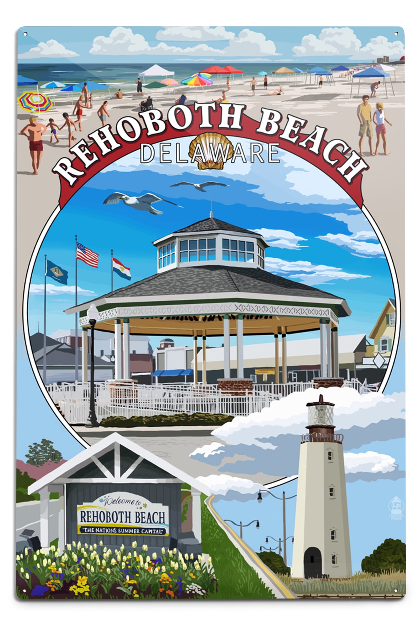 Rehoboth Beach, Delaware, Pavillion Montage (12x18 Aluminum Art, Indoor ...