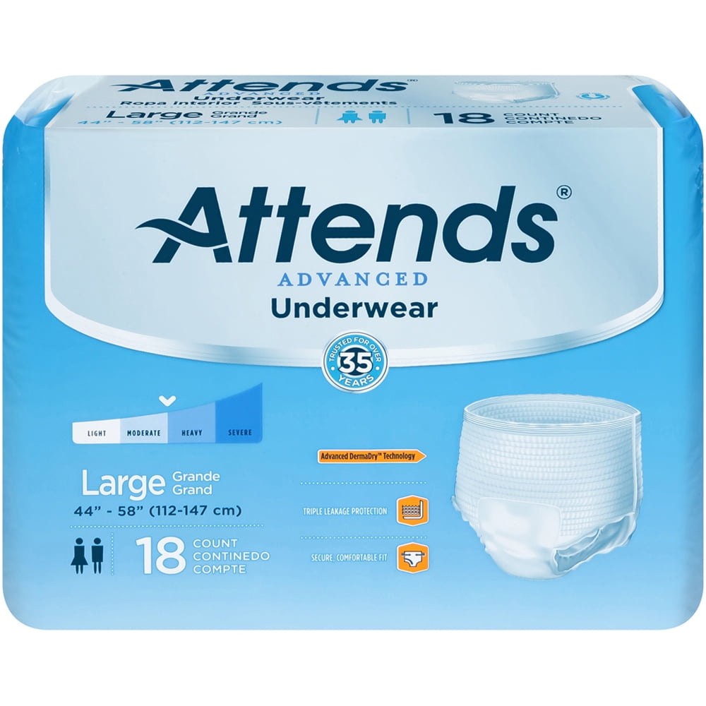 Attends APP0730 Super Plus Underwear-Large-72/Case - Walmart.com ...