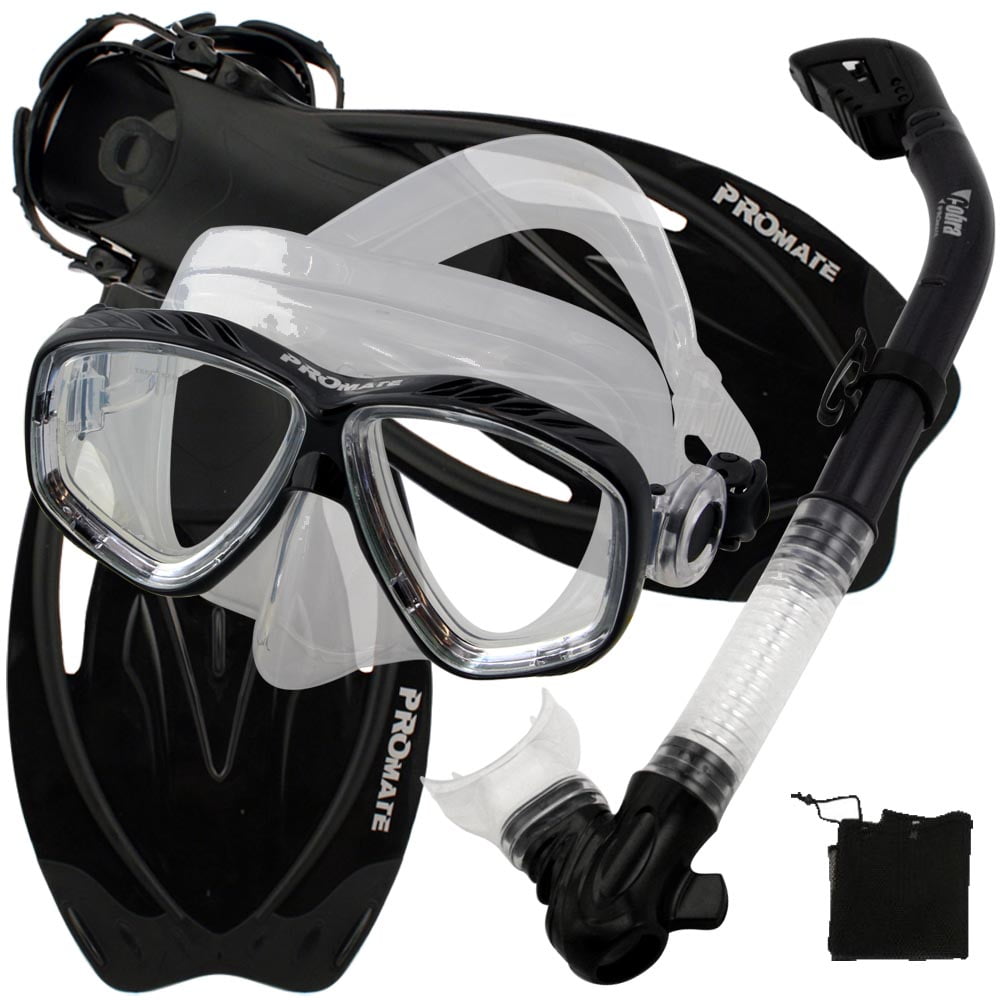 Snorkel Fins Mask Set for Snorkeling Scuba Diving, Bk-MLXL - Walmart.com