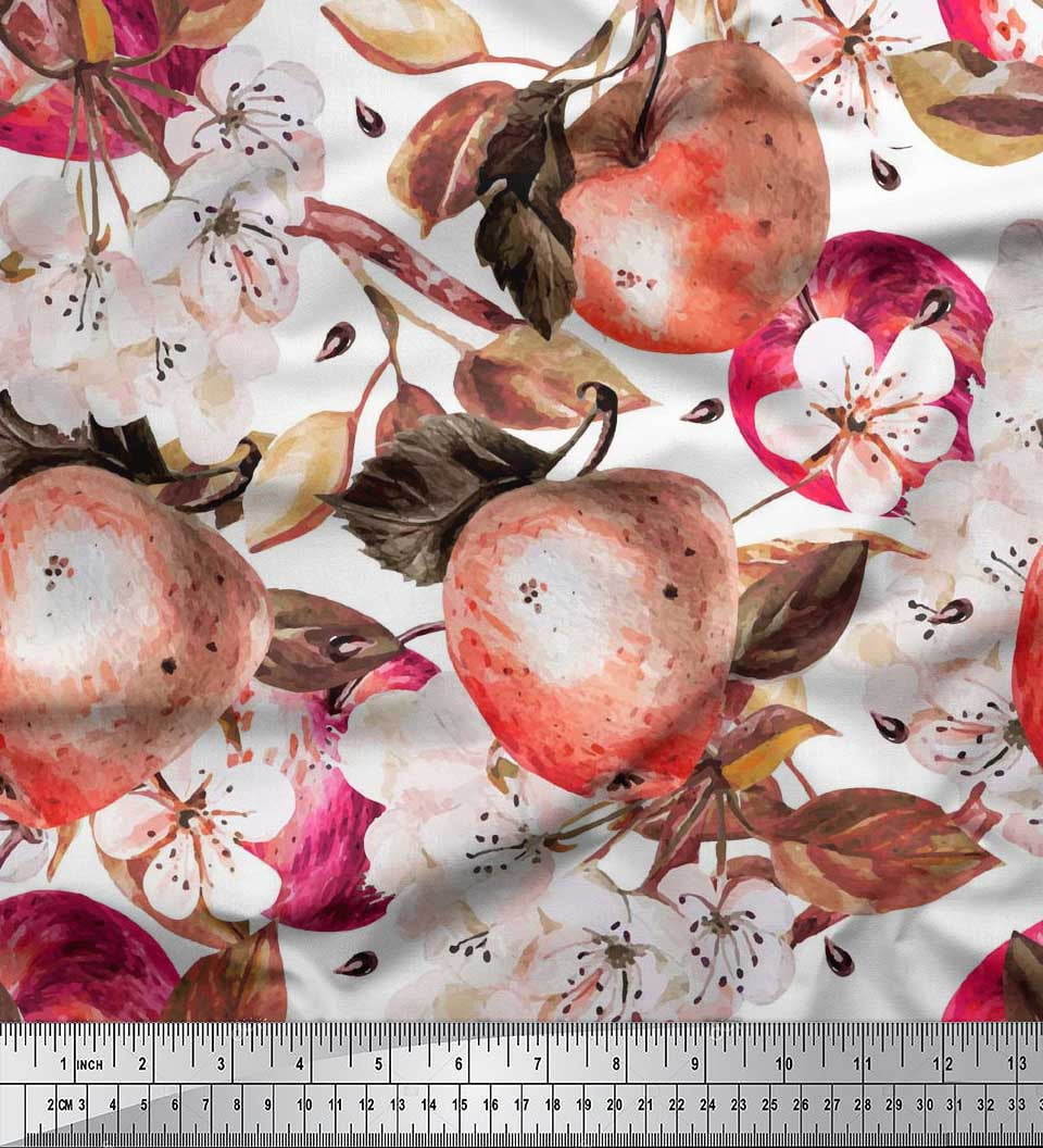 Soimoi Satin Silk Fabric Leaves,Floral & Fresh Print Fabric by The Yard ...