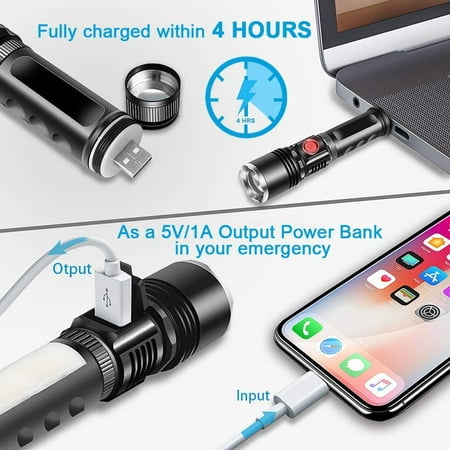 Rechargeable LED Flashlight, Magnetic Flashlights Mobile Power Into One ...