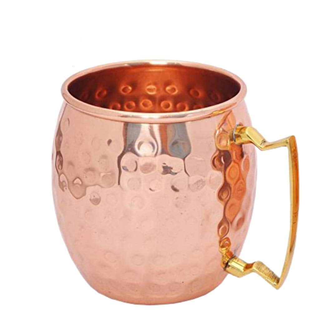Pure Copper Hammered Moscow Mule Mug with Brass Handle, 18 Oz 450ML Set ...