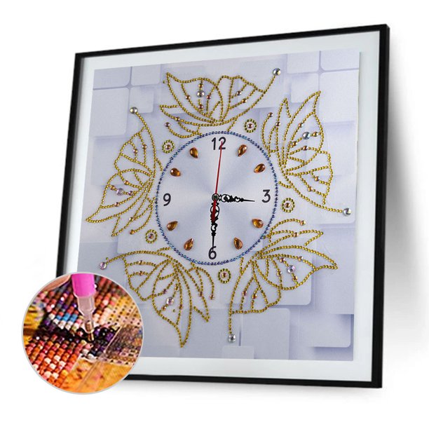 DIY Special Shaped Diamond Painting Gold Butterfly Wall Clock Craft ...