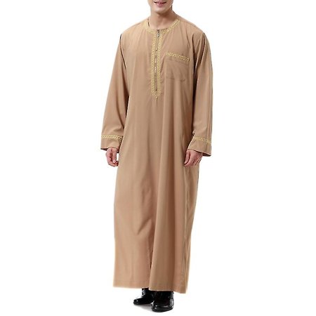 HEIBIN Muslim Arab Men Thobe Thawb Caftan Loose Caftan Robes With Long ...