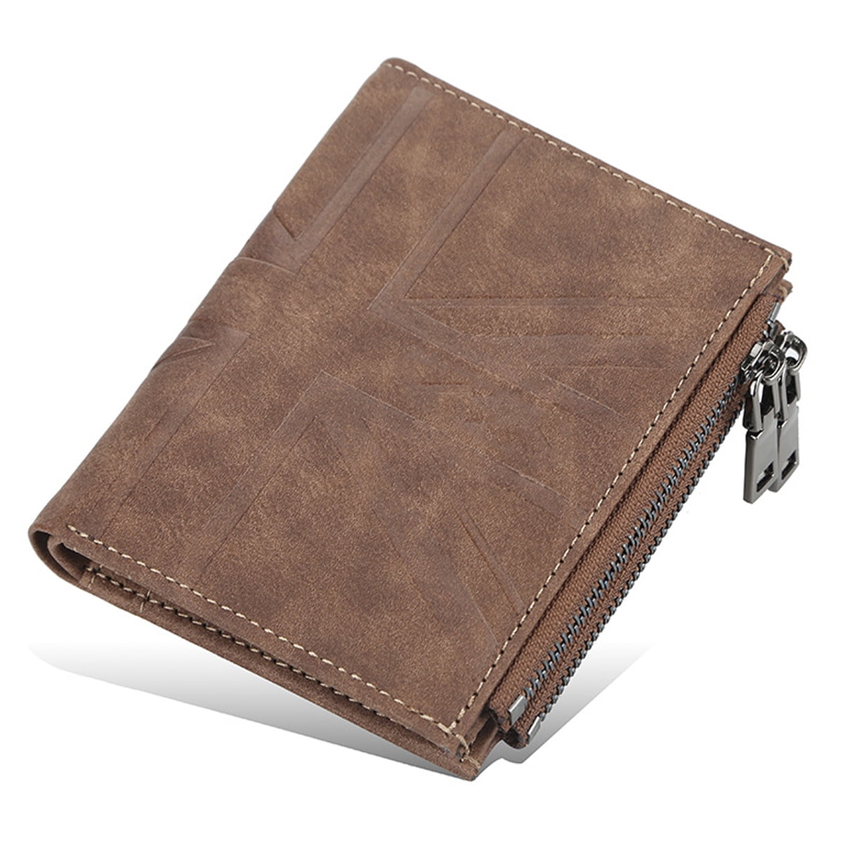 Leather Zipper Wallet With Coin Pocket, Zip Around Front Pocket Bifold ...