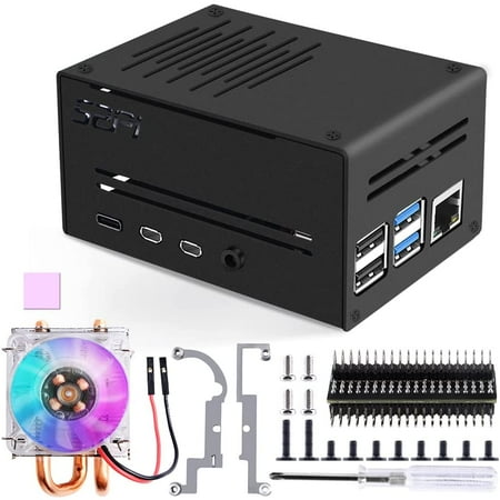 GeeekPi Raspberry Pi 4 Metal Case with Fan,Raspberry Pi 4B Case with Raspberry Pi Low-Profile ...