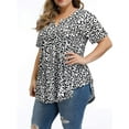 Plus Size Flowy Tunic Tops for Women Short Sleeve Floral Blouses Button ...
