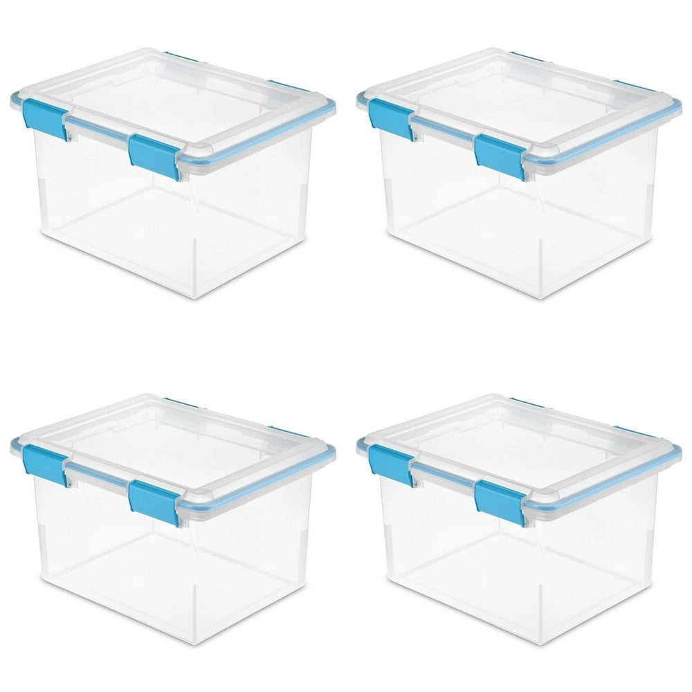 Sterilite 32 Quart Clear Plastic Stacking Storage Container Box (4 Pack ...