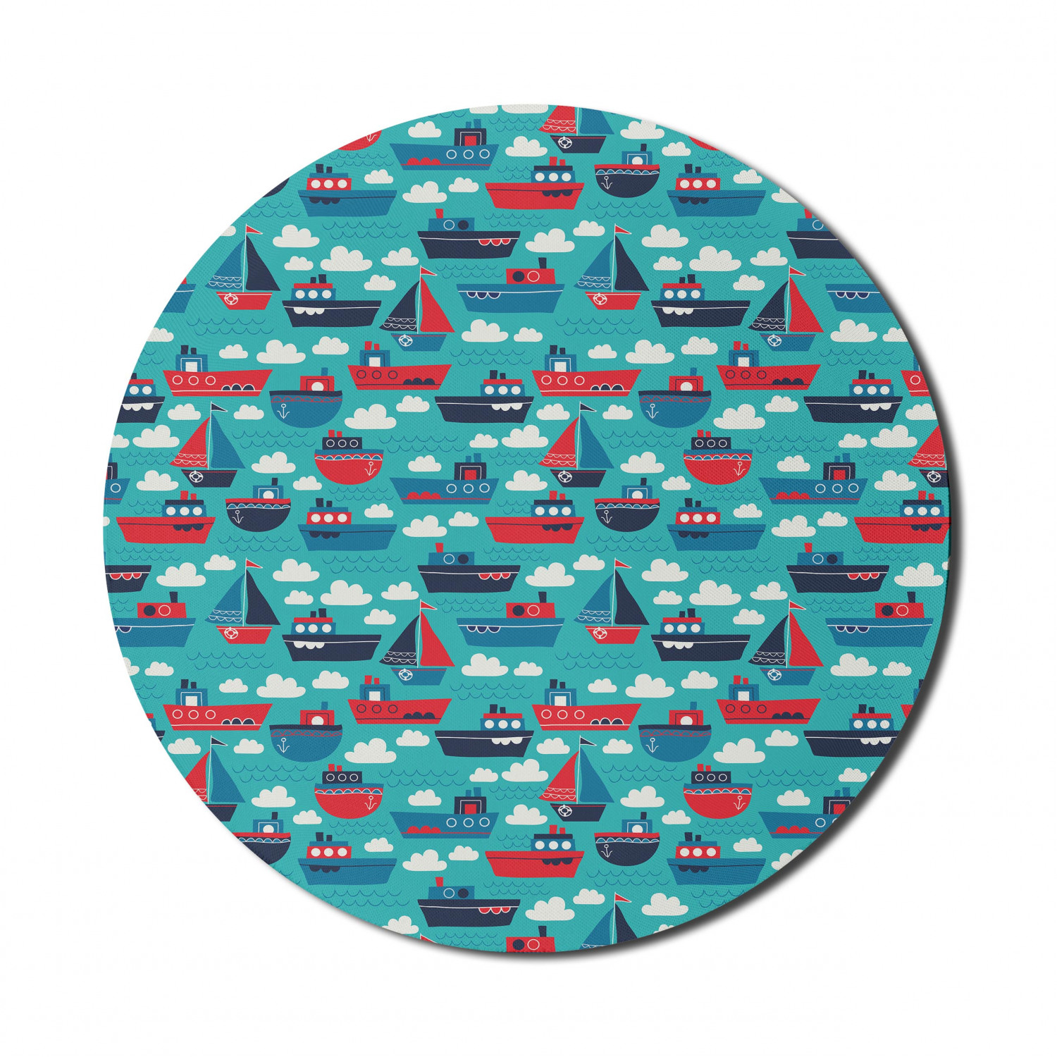 Nautical Mouse Pad for Computers, Funny Steamboats and Sailboats Clouds ...