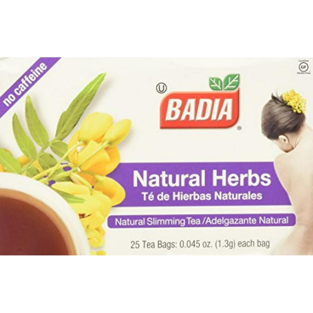 Badia Natural Herbs Natural Slimming Tea CaffeineFree 25 Tea Bags ...