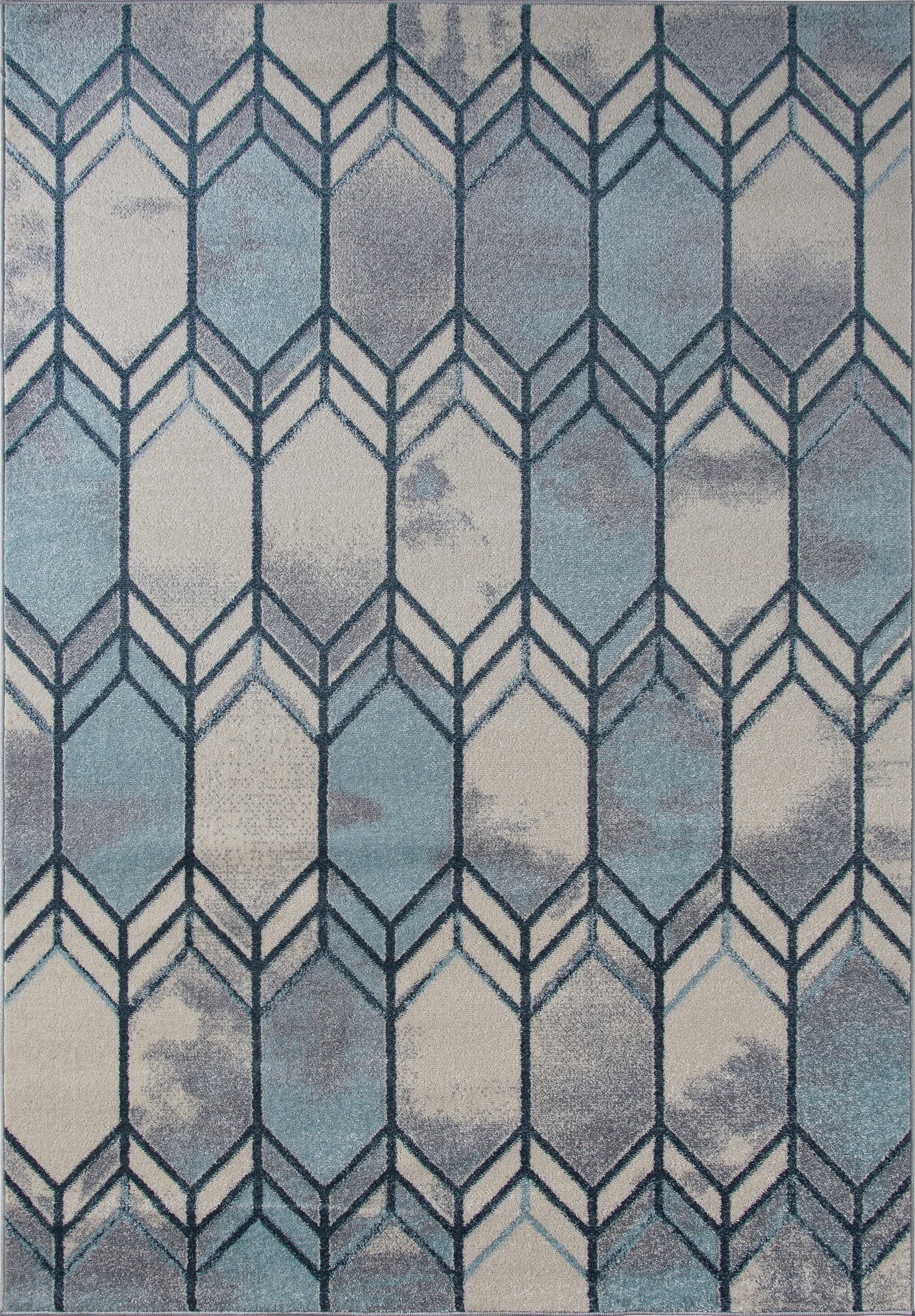 Ladole Rugs Stella Geometric Design Contemporary Indoor Ivory Blue Grey ...