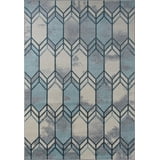 Ladole Rugs Stella Geometric Design Contemporary Indoor Ivory Blue Grey ...