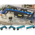 L Shaped Office Desk with Power Outlets, Reversible Corner Computer ...
