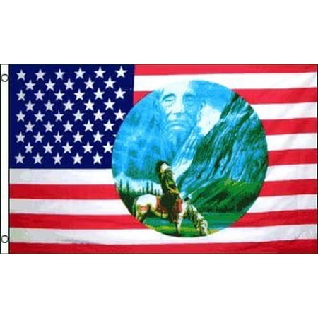 USA Riding Indian Circle Flag 3' x 5' - American Indians Flags 90 x 150 ...