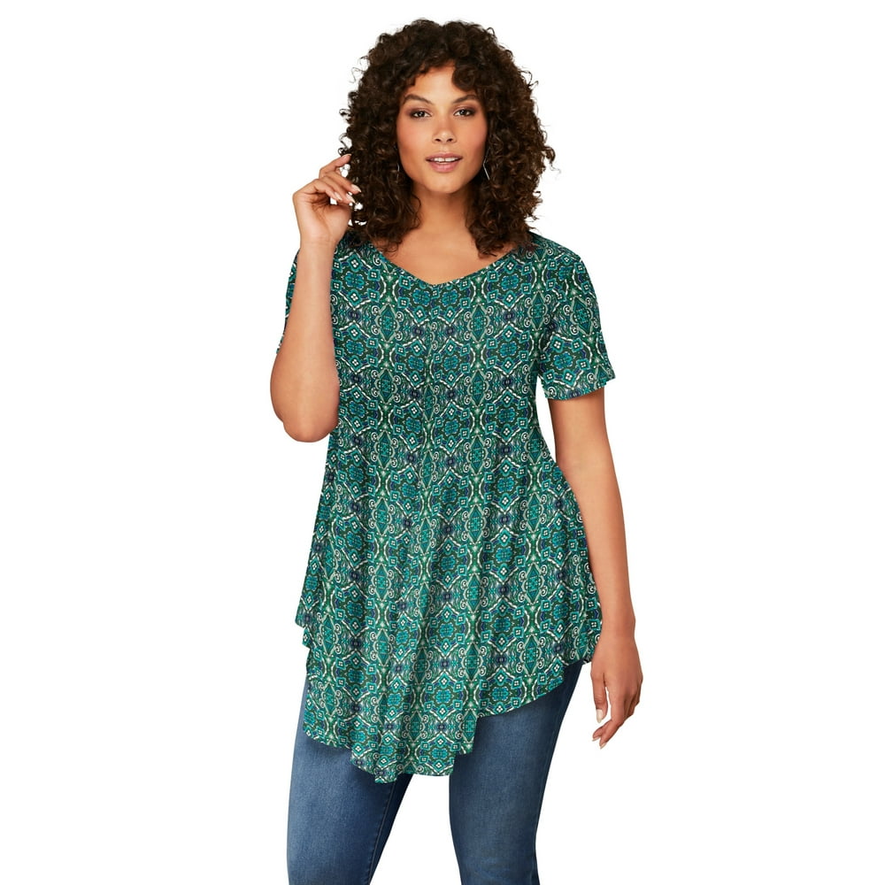 Roamans Roamans Womens Plus Size Swing Ultra Femme Tunic Short