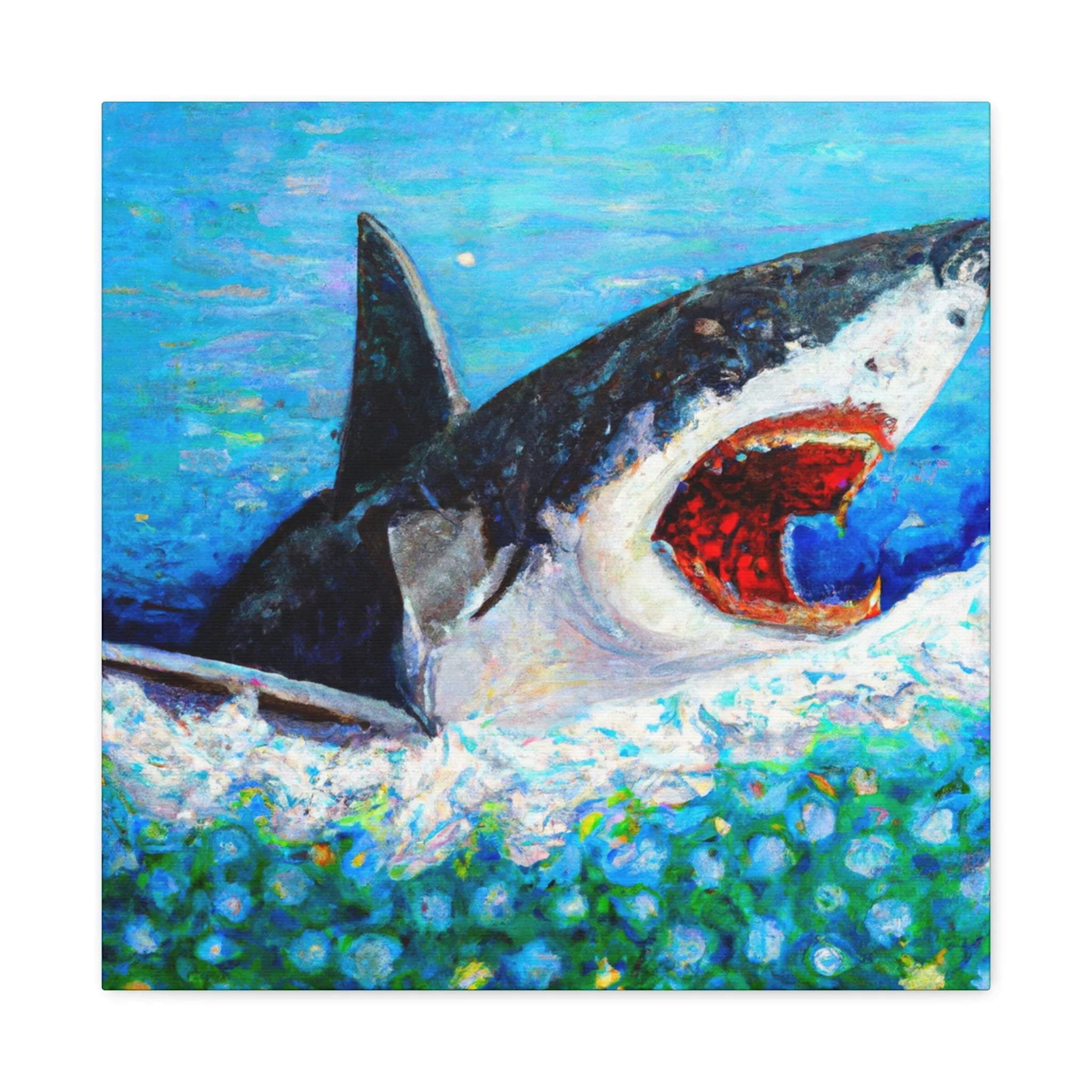 Great White Shark Pointillism - Canvas - Walmart.com