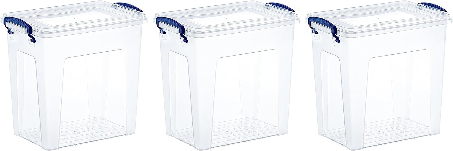Clear Storage Bins with Lids, Small Stackable Deep Storage Boxes with ...