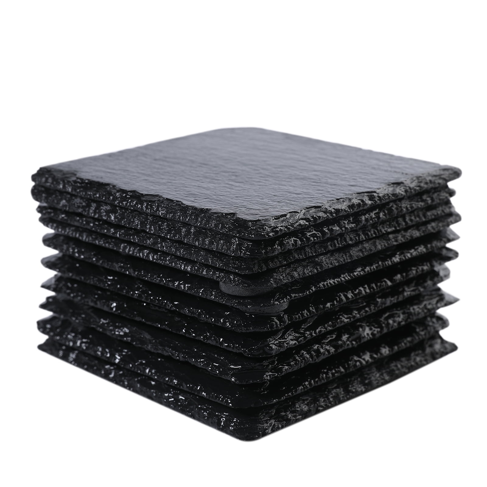 8 Pack 4 x 4 Inch Gorgeous Black Slate Stone Coasters Bulk Square Slate ...