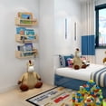 Esonal Natural Floating Bookshelf, Small Hanging Wall Mount Shelves ...