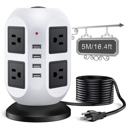 Power Bars with Surge Protector,16.4FT/5M Long Extension Cord，Power ...