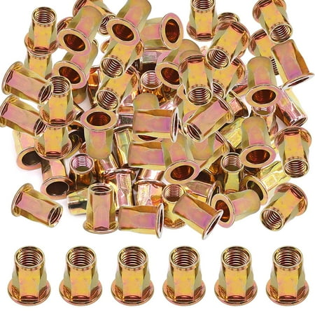 120Pcs M10 Half Hex Body Flange Rivet Nuts Zinc Plated Carbon Steel ...